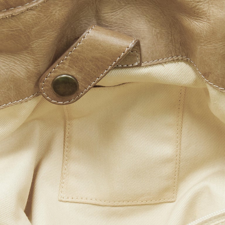 CHLOE Silverado scaled leather whipstitch leather trim gold button ...