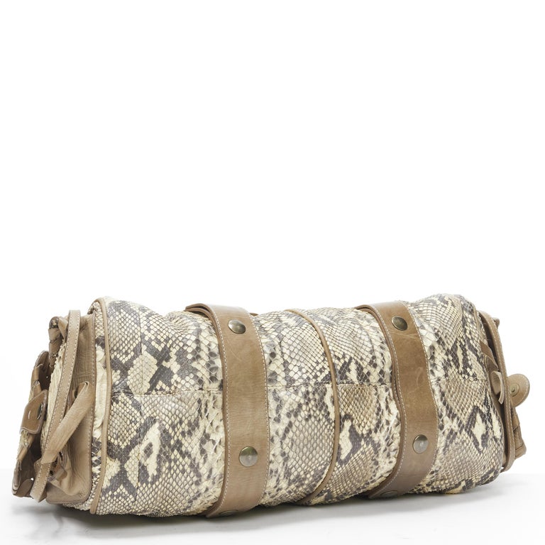 CHLOE Silverado scaled leather whipstitch leather trim gold button ...