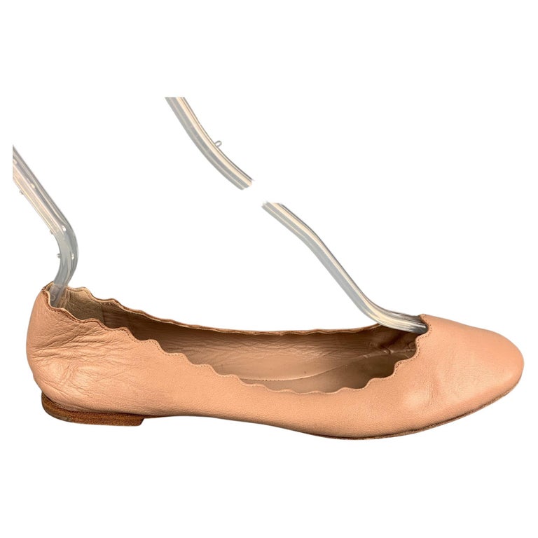 CHLOE Size 8.5 Beige Leather Solid Ballet Flats For Sale at 1stDibs