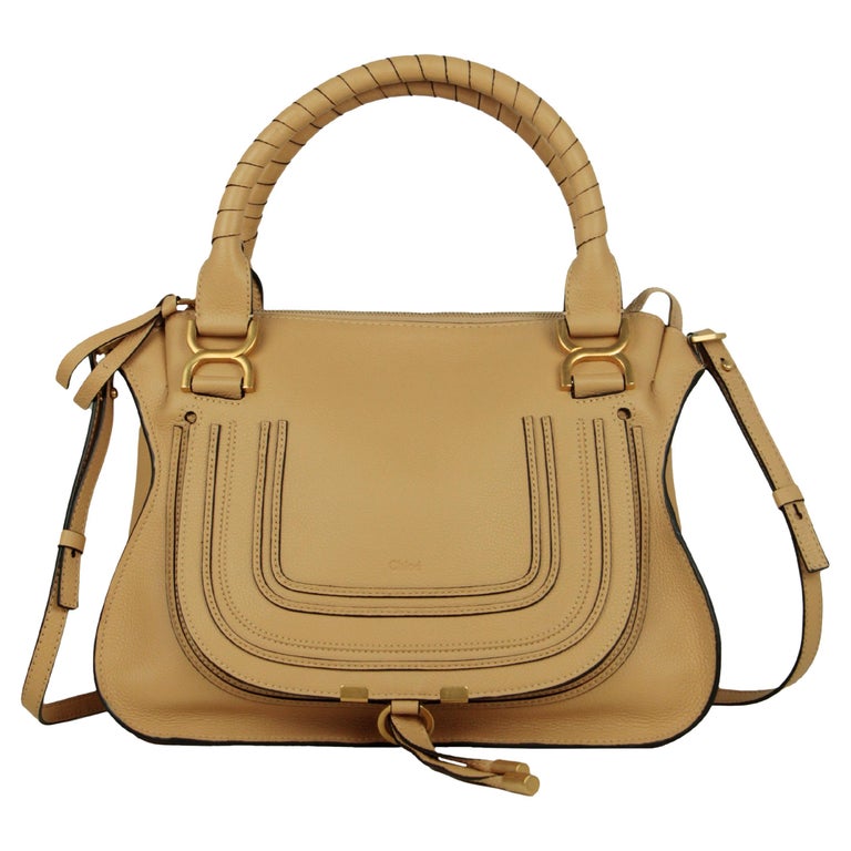 Chloe Soft Tan Leather Medium Marcie Satchel Crossbody Bag For Sale at ...