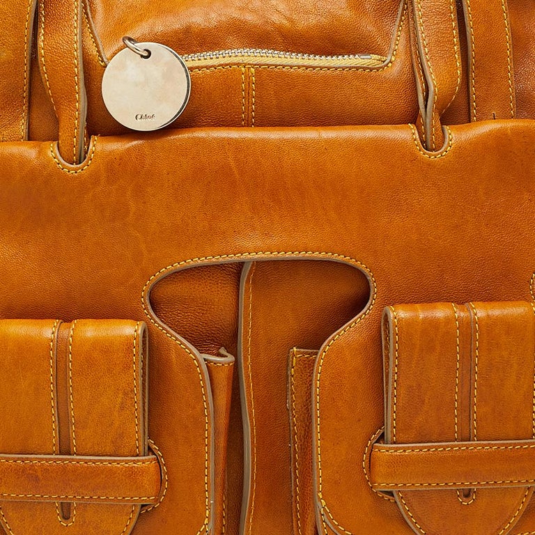 Chloe Tan Leather Saskia Square Tote Bag For Sale at 1stDibs