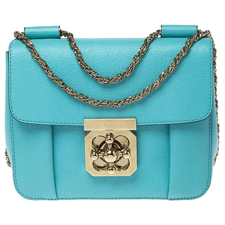 Chloe Turquoise Leather Small Elsie Shoulder Bag For Sale at 1stDibs