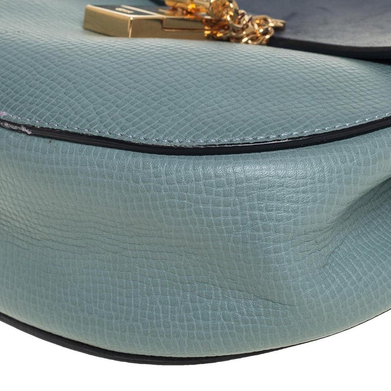 Chloe Two Tone Blue Leather Medium Drew Shoulder Bag For Sale at 1stDibs