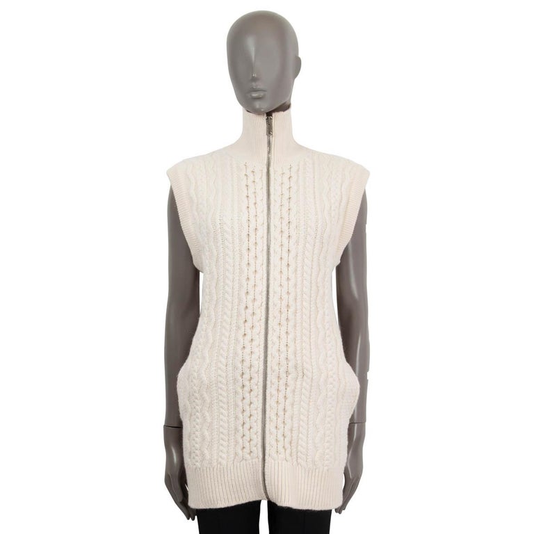 CHLOE Vanilla Ice ivory wool and alpaca ZIP FRONT TURTLENECK Vest ...