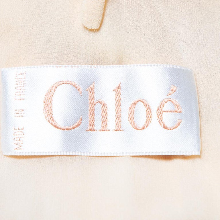 Chloe Vintage Beige Silk and Crepe Paneled Lace Trim Maxi Dress M For ...