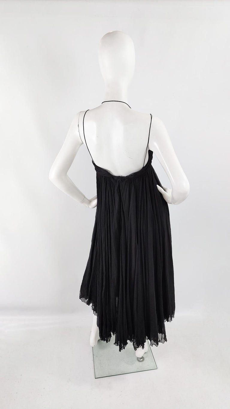 Chloe Vintage Black Silk Chiffon Evening Gown Prom Party Formal Dress ...