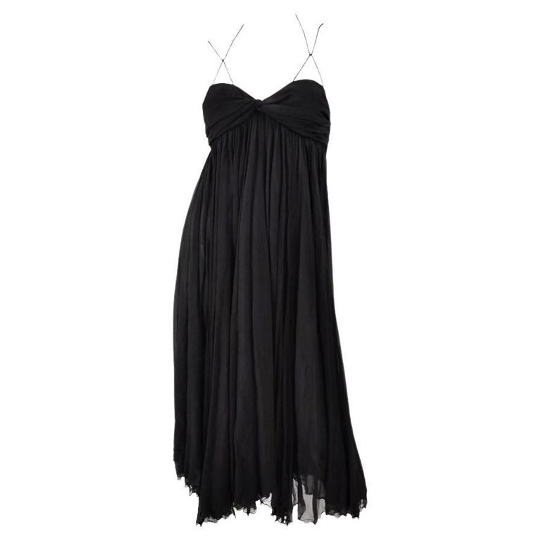 Chloe Vintage Black Silk Chiffon Evening Gown Prom Party Formal Dress ...