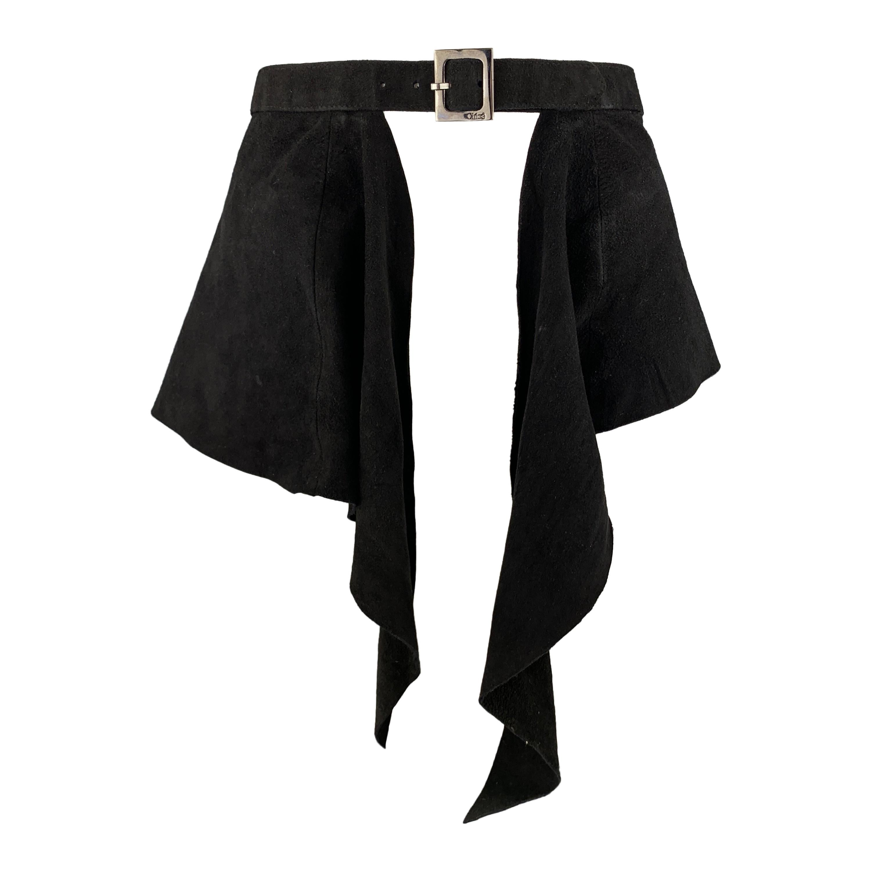 CHLOE Vintage Black Suede Ruffle Peplum Waist Belt at 1stDibs | chloe belt