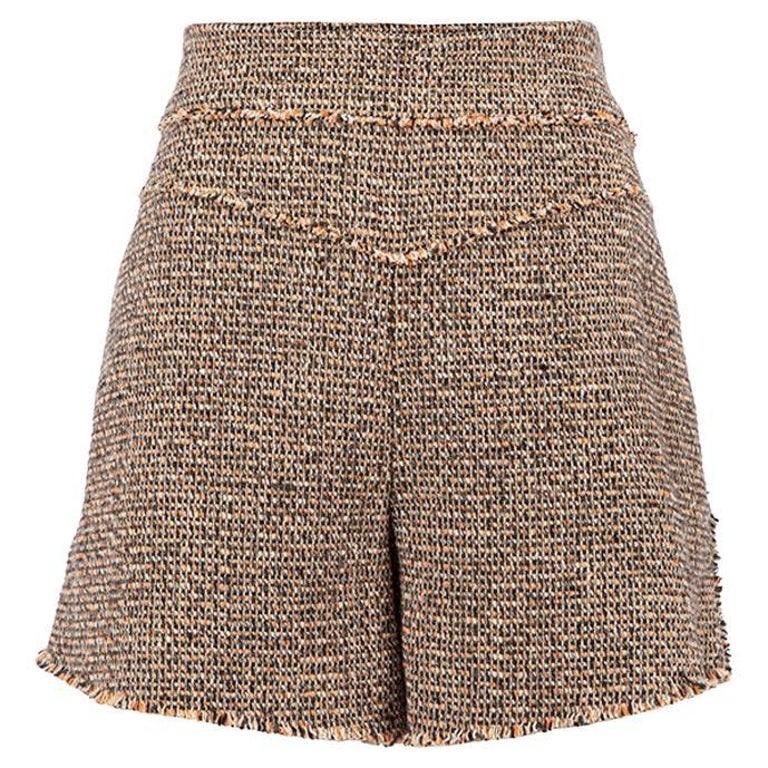 Chloé Women's Brown Tweed Mini Shorts For Sale at 1stDibs