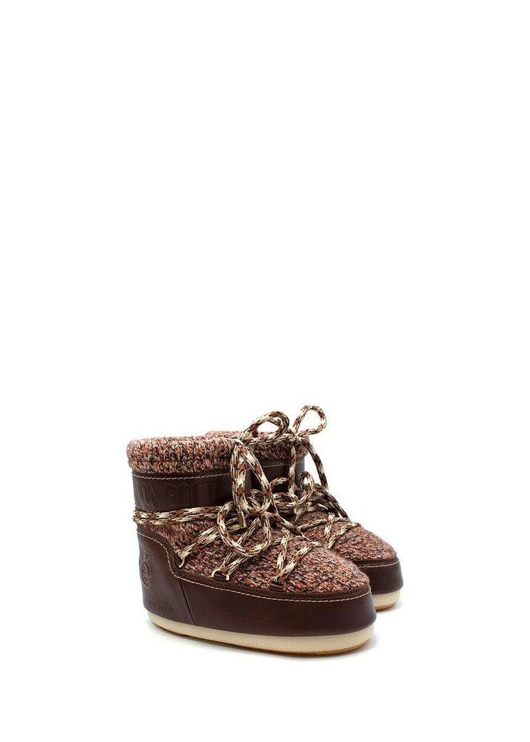 Chloe x Moon Boot Tannish Brown Calfskin with Knit Moon Boots - Size ...