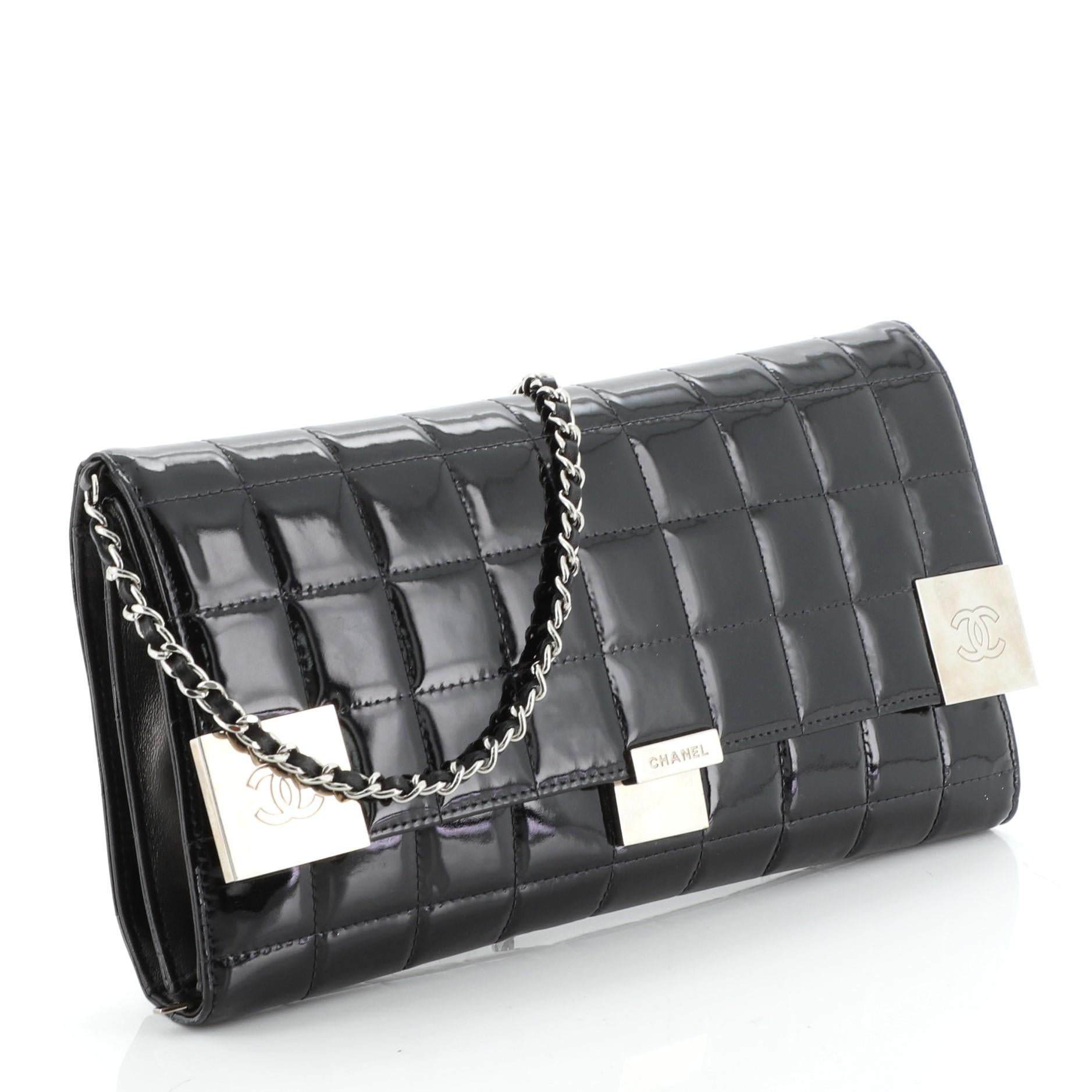Chocolate Bar Chain Clutch Quilted Patent at 1stDibs