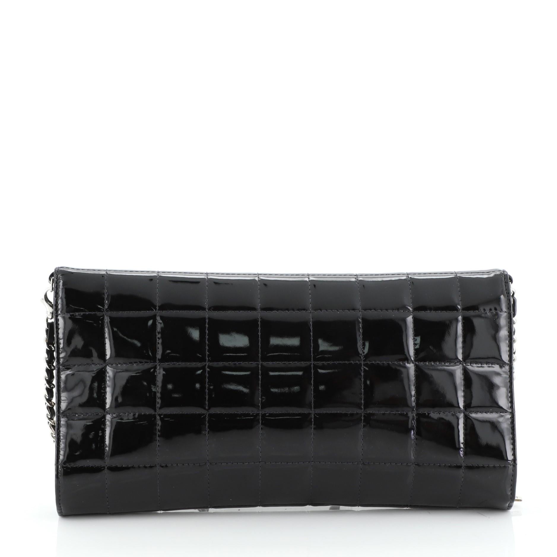 Chocolate Bar Chain Clutch Quilted Patent at 1stDibs
