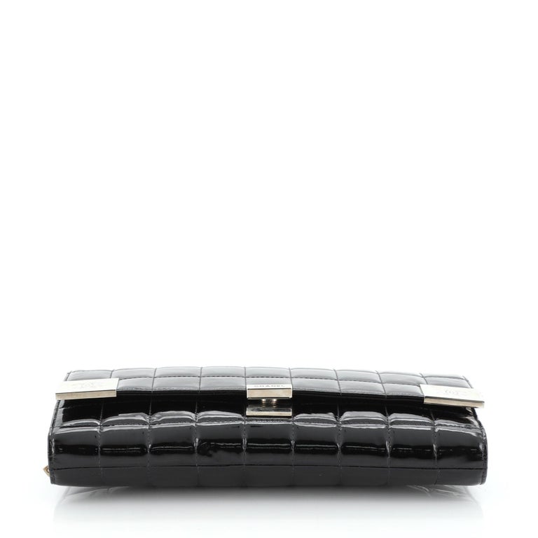 Chocolate Bar Chain Clutch Quilted Patent at 1stDibs