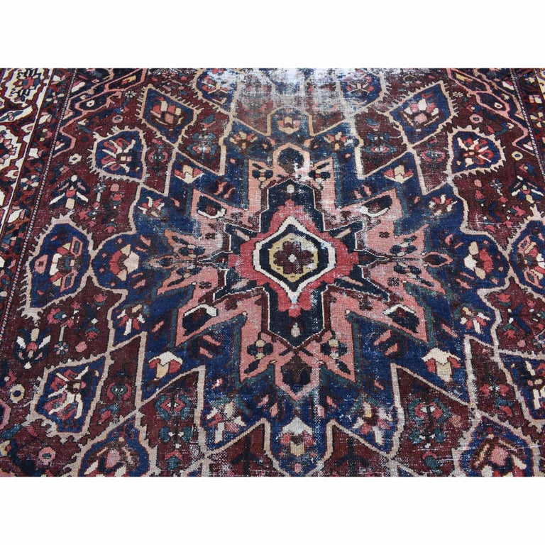 Chocolate Brown Antique Persian Bakhtiar Even Wear Pure Wool Hand ...