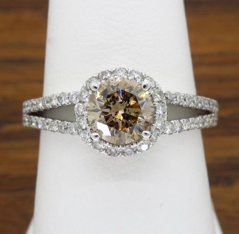 Chocolate Diamond Halo Engagement Ring at 1stDibs | chocolate diamond ...