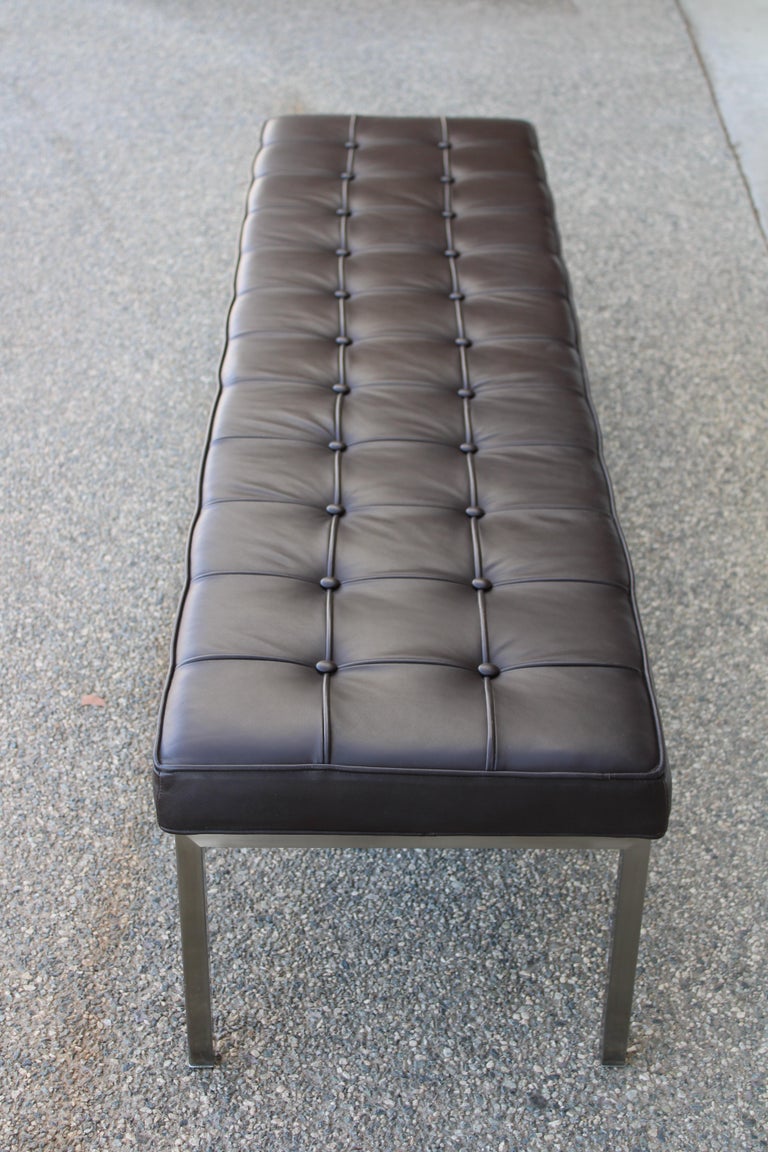 Chocolate Leather Bench by Brueton Industries For Sale at 1stDibs