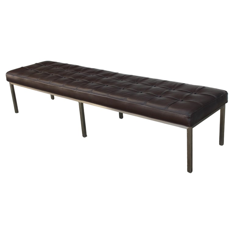 Chocolate Leather Bench by Brueton Industries For Sale at 1stDibs