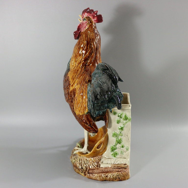 Choisy Majolica Cockerel by Louis Carrier Belleuse For Sale at 1stDibs