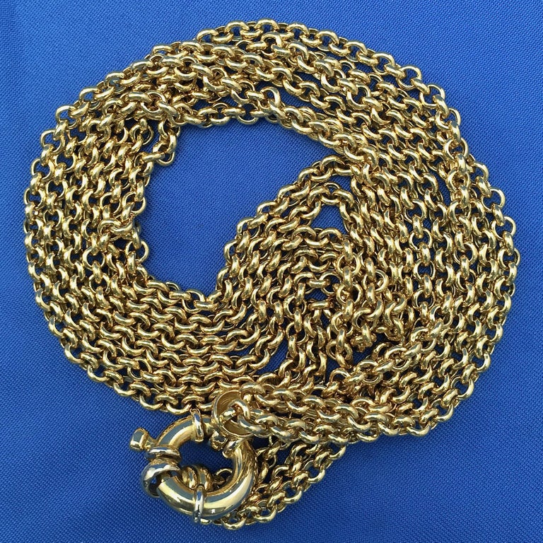 Choker Length Triple Rolo Chain with Bolt Ring Closure in 18 Karat ...