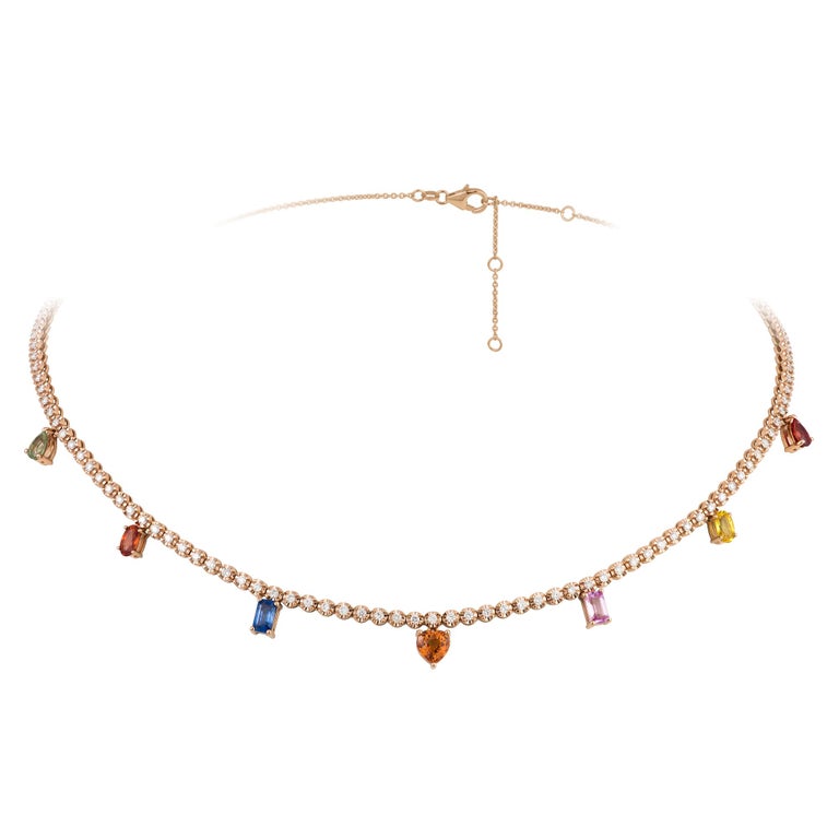 Choker Pink Gold 18K Necklace Diamond for Her For Sale at 1stDibs