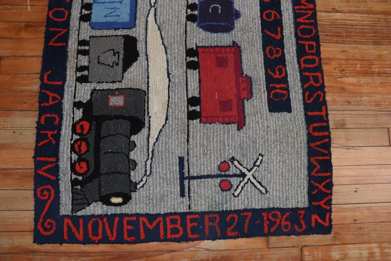 Choo Choo Train American Hooked Pictorial Rug, 20th Century For Sale at ...