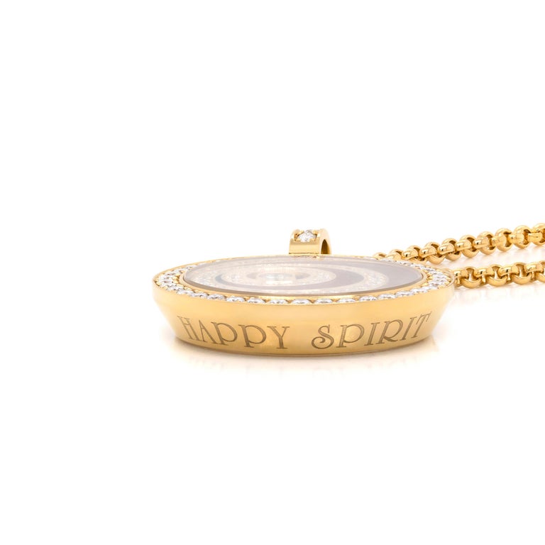 Chopard 18 Carat Yellow Gold and Diamond Happy Spirit Pendant Necklace ...