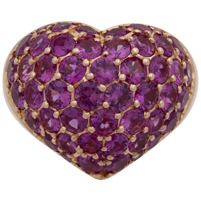 Chopard 18 Karat Rose Gold Ruby Full Heart Ring For Sale at 1stDibs