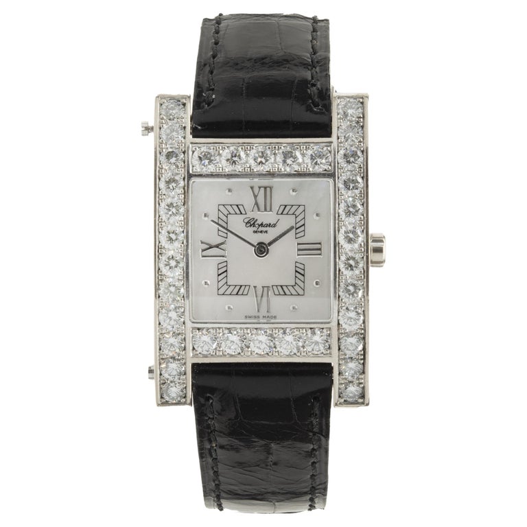 Chopard 18 Karat White Gold Diamond H Watch at 1stDibs