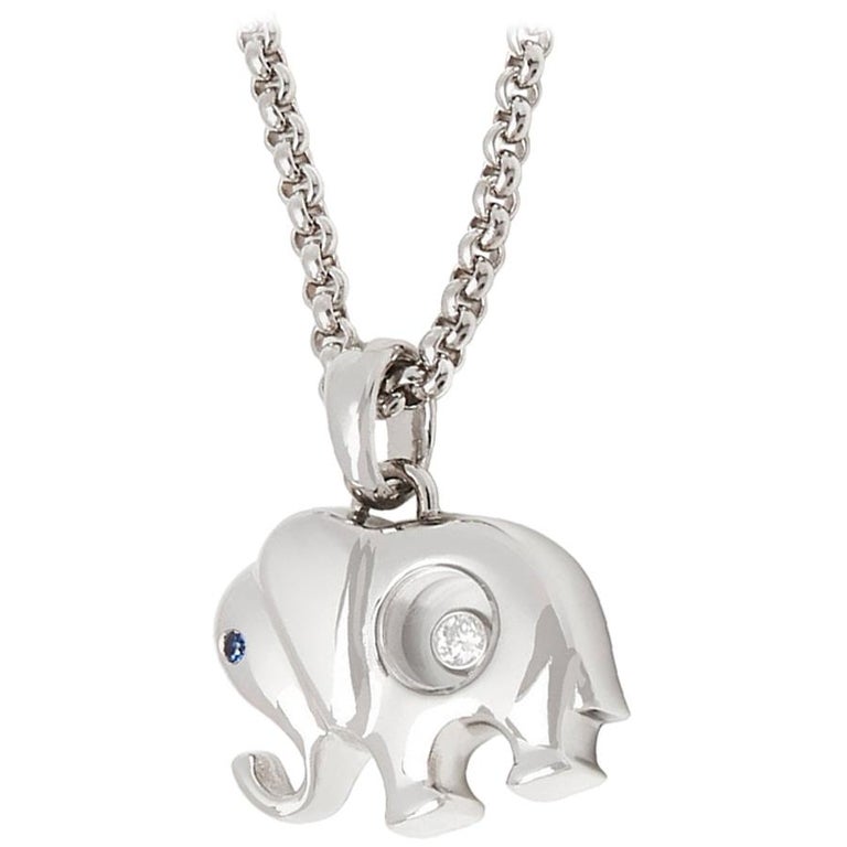 Chopard 18 Karat White Gold Happy Diamonds Elephant Pendant at 1stDibs ...