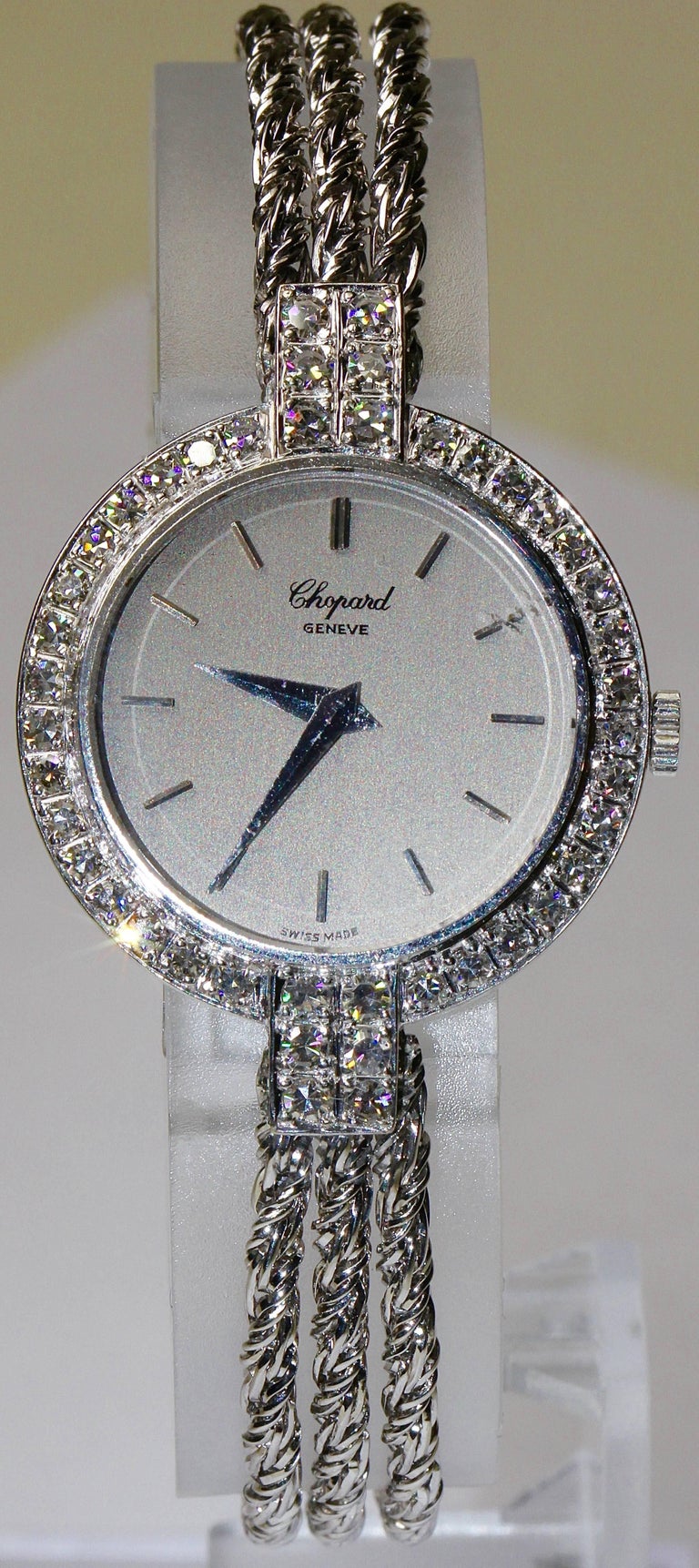 Chopard 18 Karat White Gold Ladies Watch with Diamonds "Happy Diamond ...