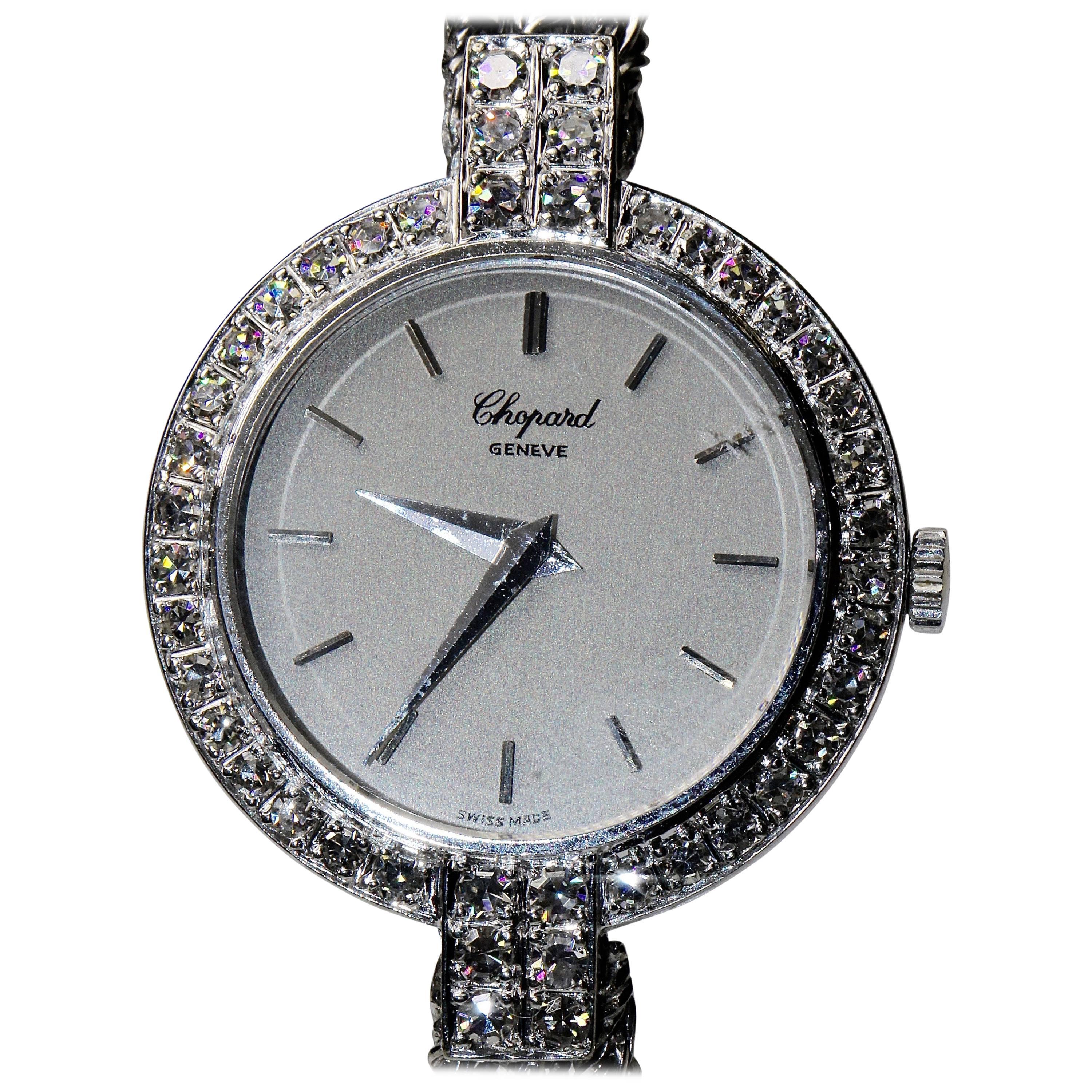 Chopard Diamond Watch with Byzantine Wheat Chain Bracelet at 1stdibs