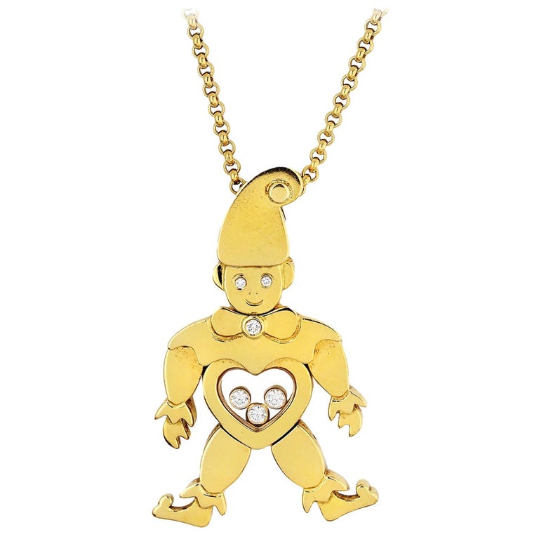 Chopard 18 Karat Yellow Gold Happy Diamond Clown Pendant at 1stDibs