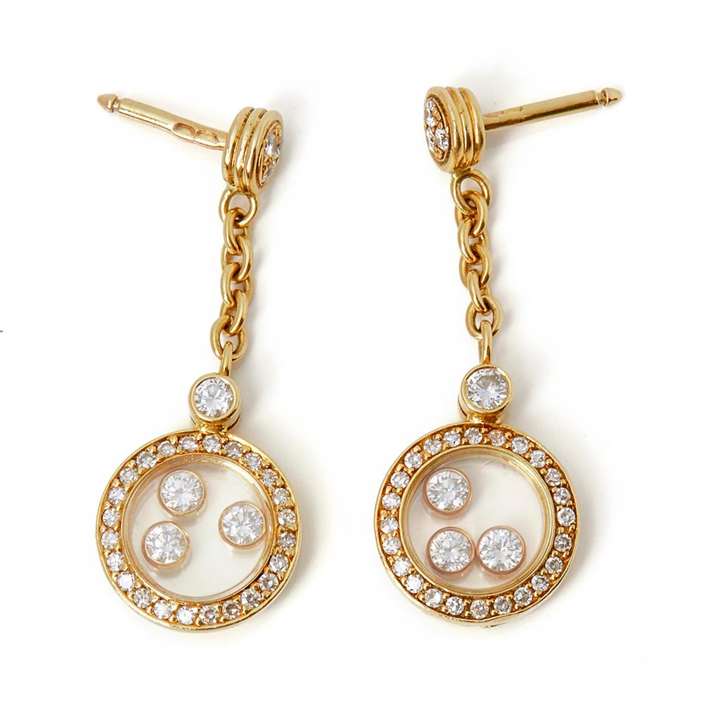 Chopard 18 Karat Yellow Gold Happy Diamonds Earrings at 1stDibs