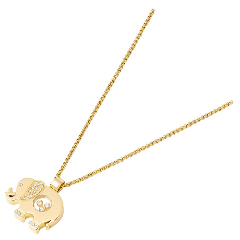 Chopard 18 Karat Yellow Gold Happy Diamonds Elephant Pendant at 1stDibs