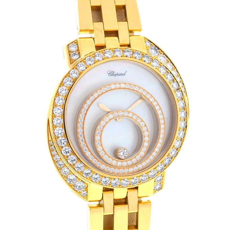 Chopard 18 Karat Yellow Gold Happy Spirit Diamond Ladies Watch at 1stDibs