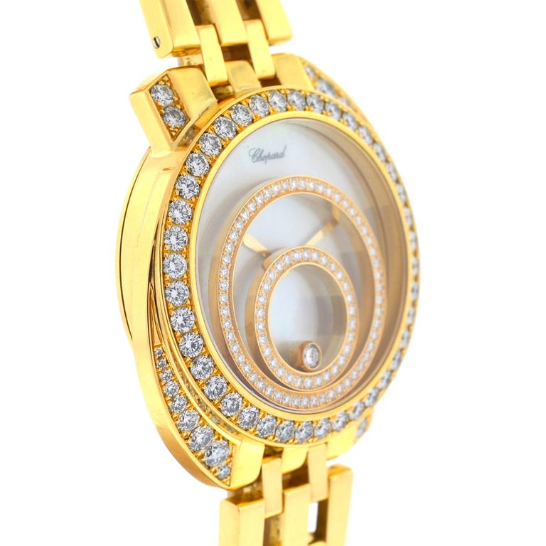 Chopard 18 Karat Yellow Gold Happy Spirit Diamond Ladies Watch at 1stDibs