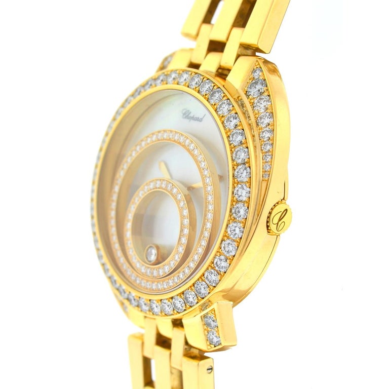 Chopard 18 Karat Yellow Gold Happy Spirit Diamond Ladies Watch at 1stDibs