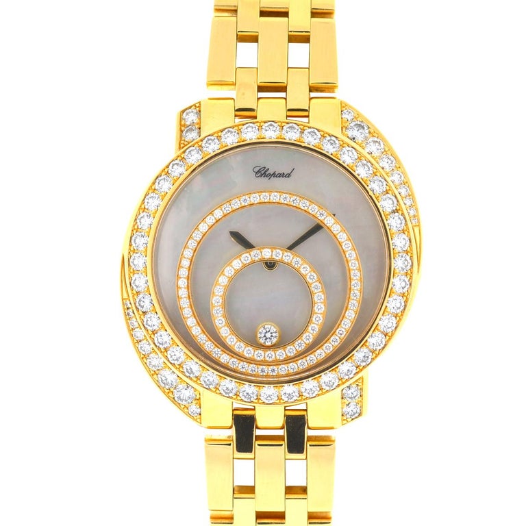 Chopard 18 Karat Yellow Gold Happy Spirit Diamond Ladies Watch at 1stDibs