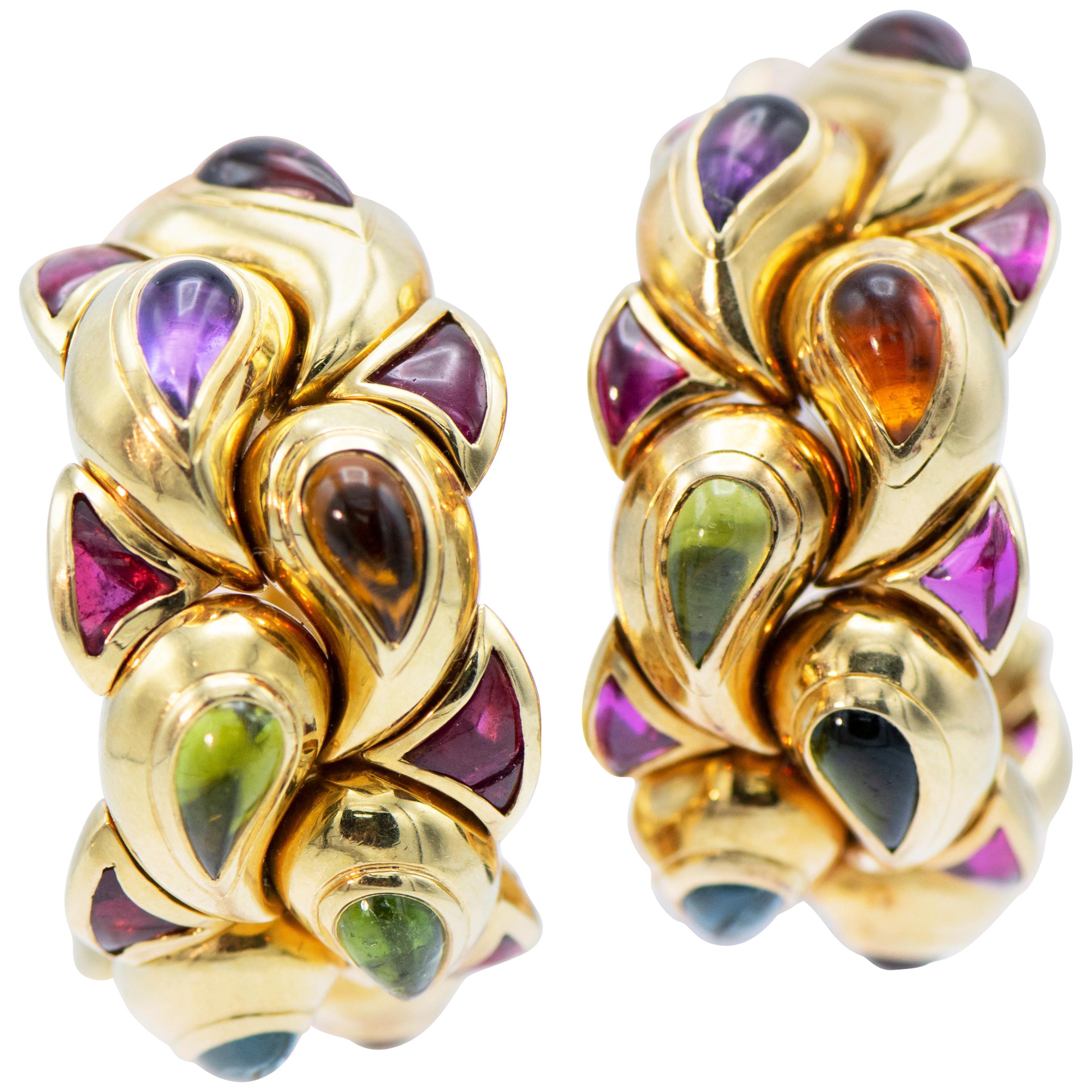 CHOPARD Casmir Gold Earrings with Semiprecious Stones at 1stDibs
