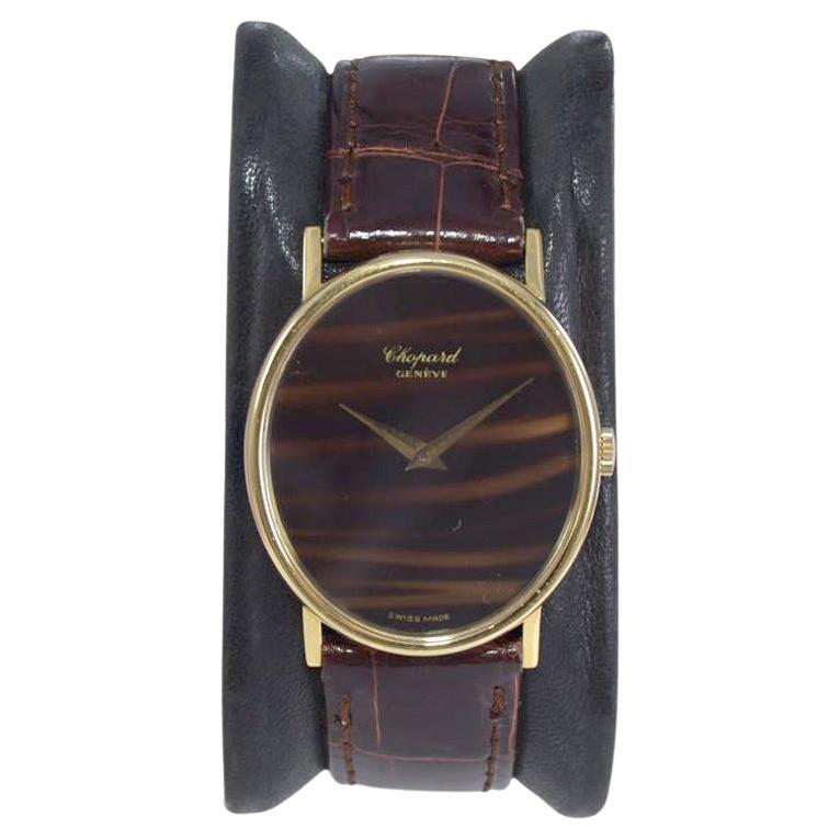 Chopard Yellow Gold and Diamond Bangle Bracelet Watch with Tiger's Eye ...