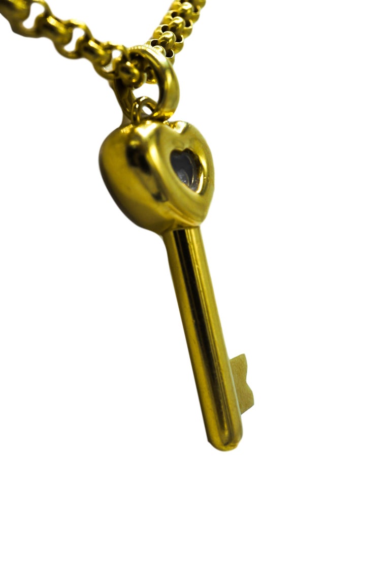 Chopard 18 Carat Yellow Gold Necklace with Diamond Key Pendant at 1stDibs