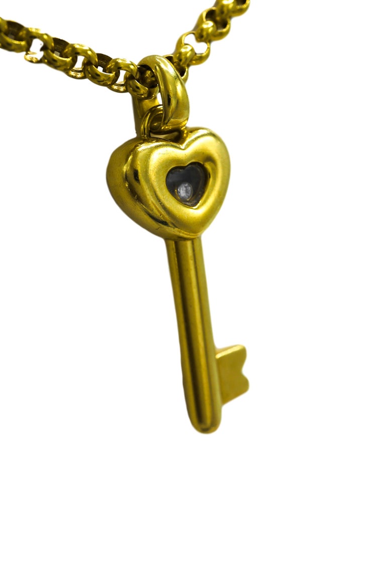 Chopard 18 Carat Yellow Gold Necklace with Diamond Key Pendant at 1stDibs