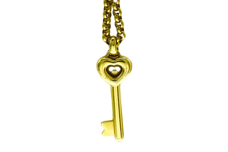 Chopard 18 Carat Yellow Gold Necklace with Diamond Key Pendant at 1stDibs