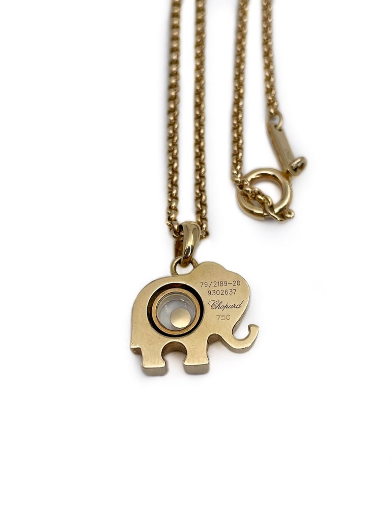 Chopard 18 Karat Gold Diamond Sapphire Happy Elephant Necklace at 1stDibs