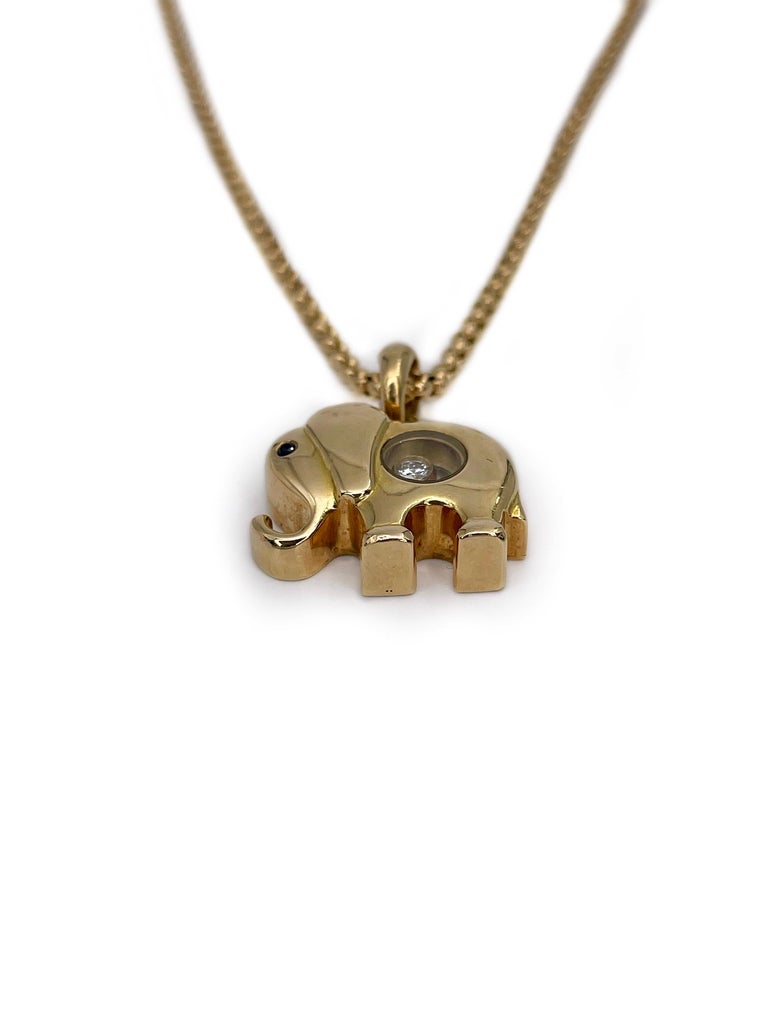 Chopard 18 Karat Gold Diamond Sapphire Happy Elephant Necklace at 1stDibs