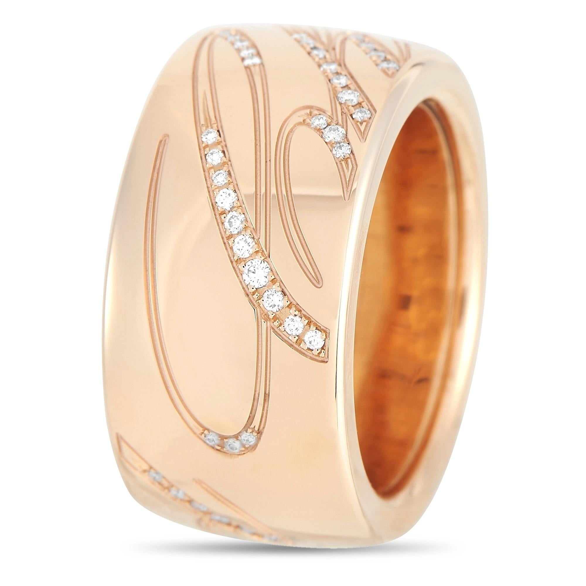 Chopard 18K Rose Gold 0.28 Ct Diamond Revolving Signature Band Ring For ...
