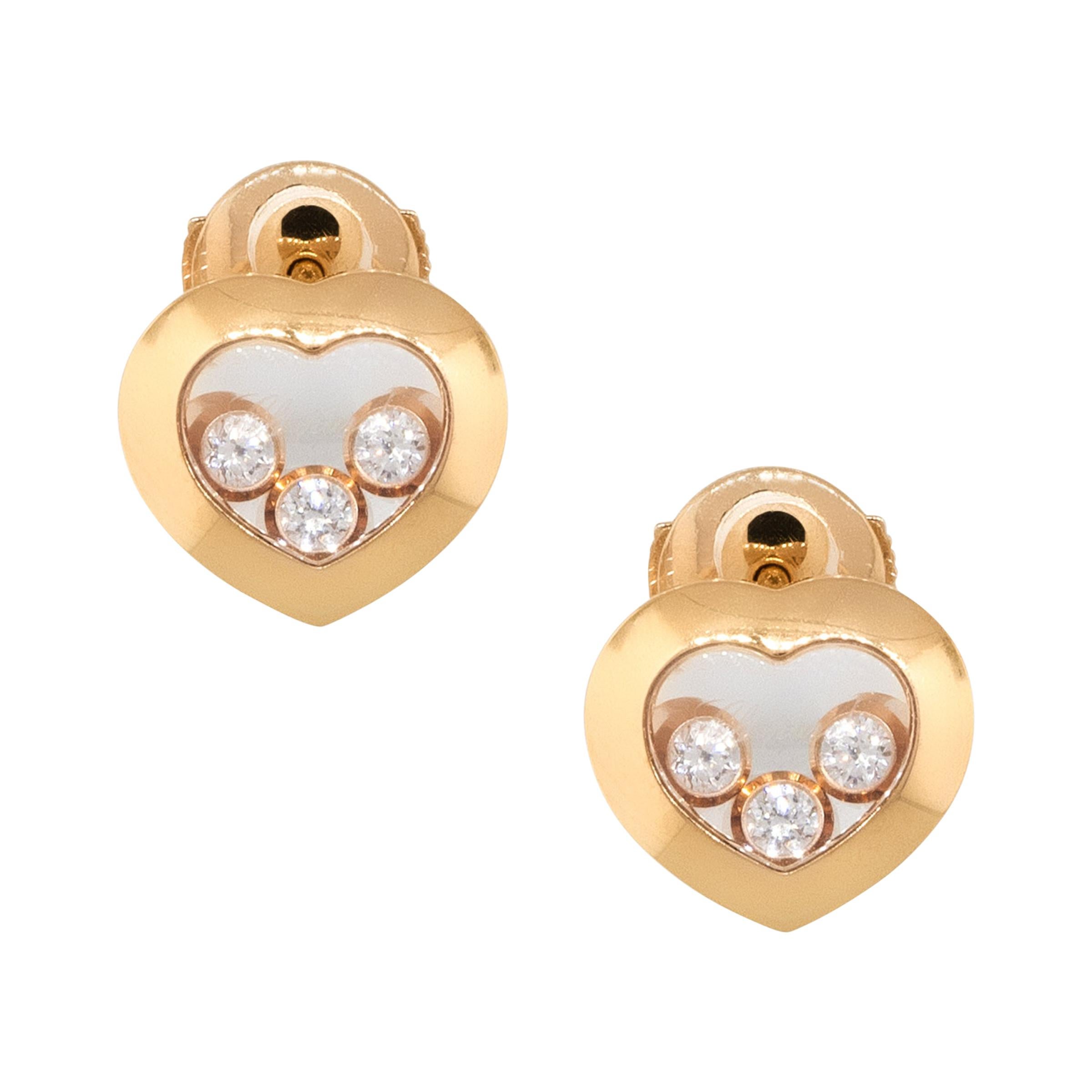 Chopard Happy Diamonds Square Yellow Gold Sapphire and Diamond Earrings ...