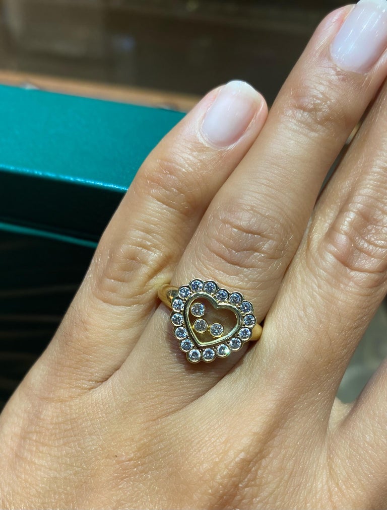 Chopard 18k Rose Gold Happy Diamond Heart Ring For Sale at 1stDibs