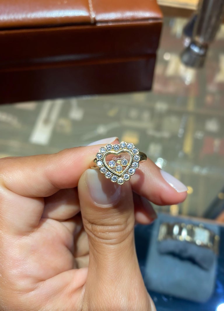 Chopard 18k Rose Gold Happy Diamond Heart Ring For Sale at 1stDibs
