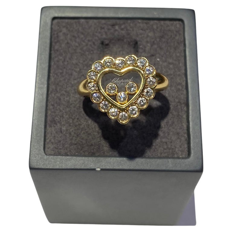 Chopard 18k Rose Gold Happy Diamond Heart Ring For Sale at 1stDibs